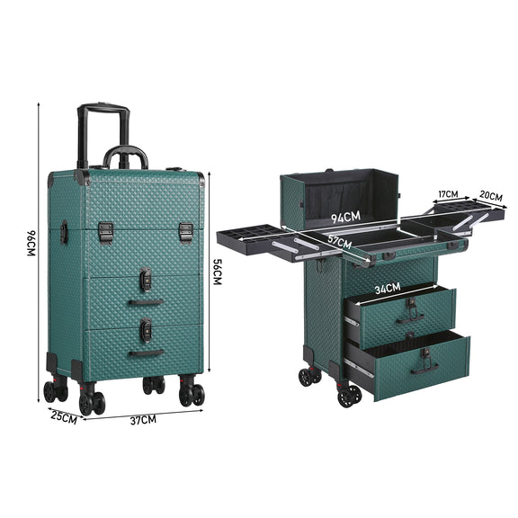 3 in 1 Large Cosmetic Trolley Case on 360 Swivel Castors Wheels – Sheonly