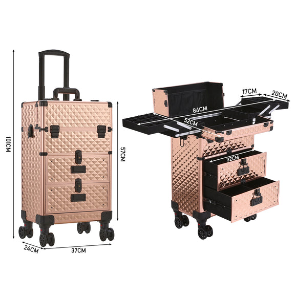 3 in 1 Large Cosmetic Trolley Case on 360 Swivel Castors Wheels – Sheonly