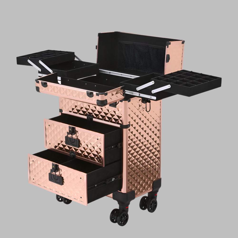 3 in 1 Large Cosmetic Trolley Case on 360 Swivel Castors Wheels – Sheonly