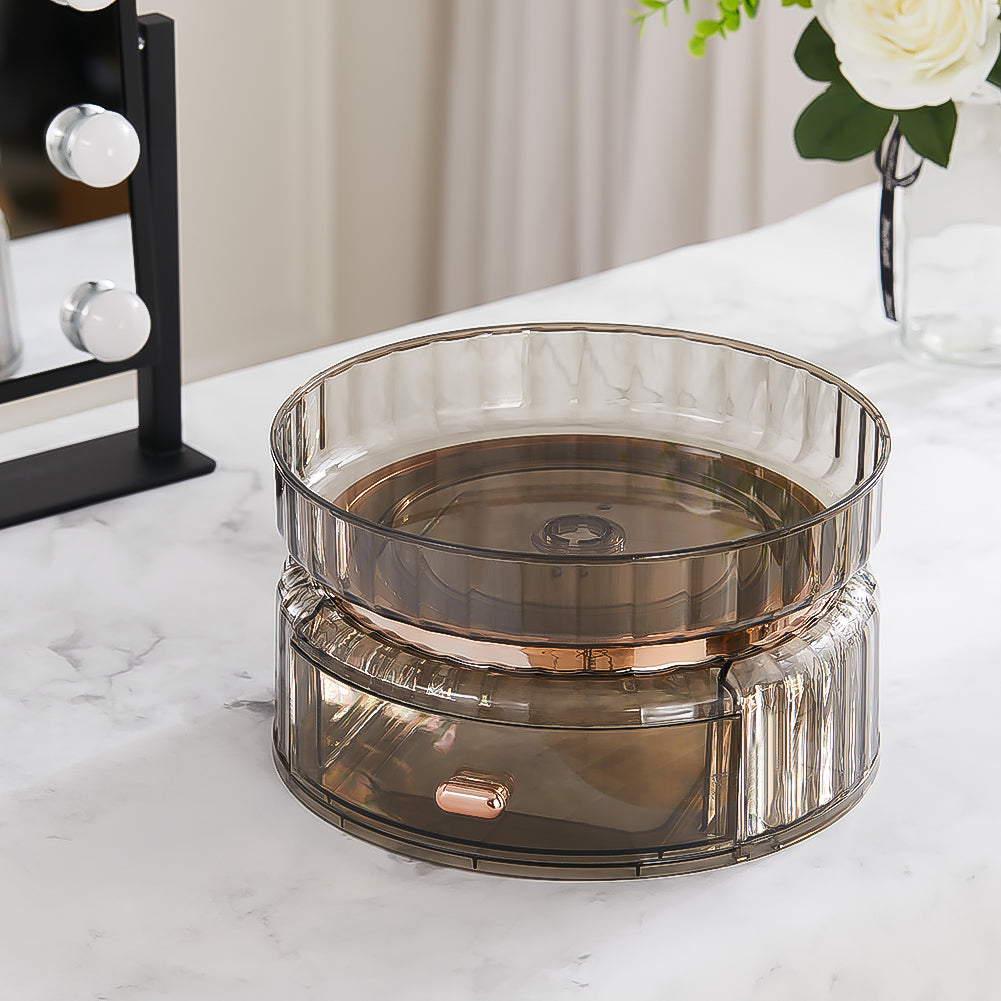 360° Rotating Makeup Organizer with Drawer – She Only
