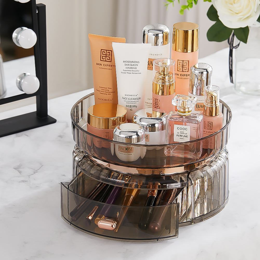 360° Rotating Makeup Organizer with Drawer – SHEONLY