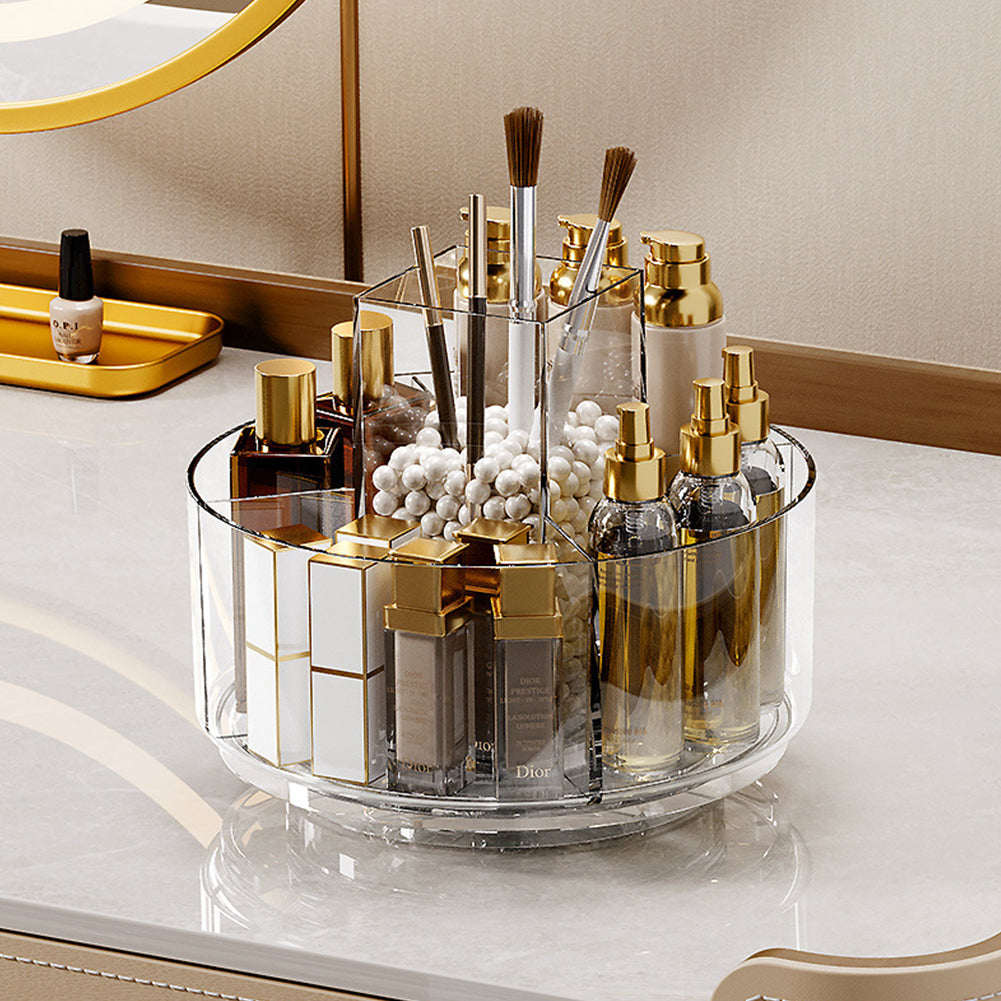 Circular Chic Transparent Cosmetic Storage Carousel with Rotating Desi ...