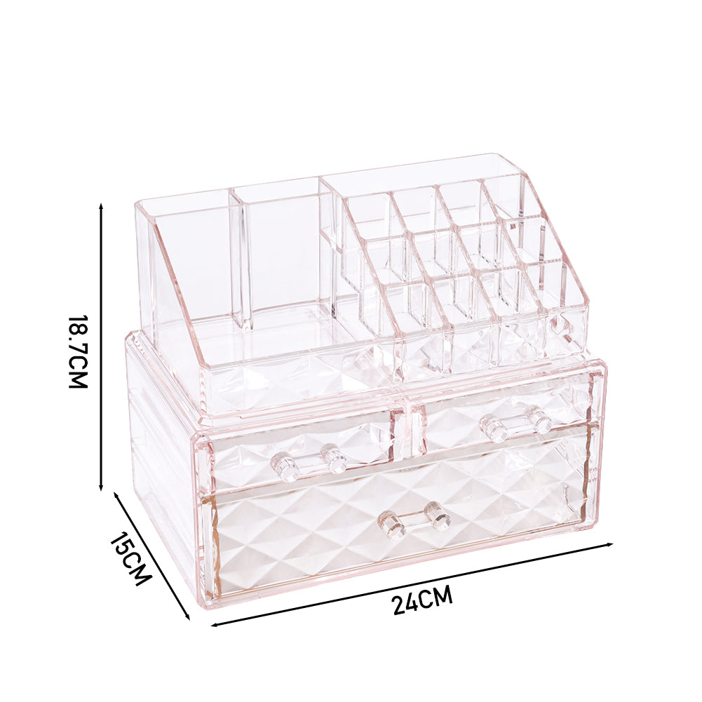 Pink Plastic Tiered Makeup Organizer with Drawers – Sheonly