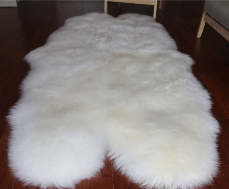Irregular White/Pink Fluffy Shaggy Sheepskin Area Rugs for Bedroom ...