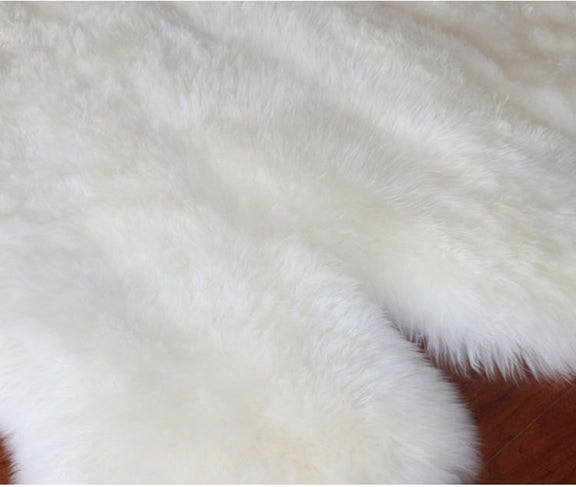 Irregular White/Pink Fluffy Shaggy Sheepskin Area Rugs for Bedroom ...