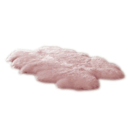 Irregular White/Pink Fluffy Shaggy Sheepskin Area Rugs for Bedroom ...