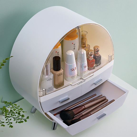 Pink/White Dustproof Round Cosmetic Storage Box Desktop Organzier – Sheonly