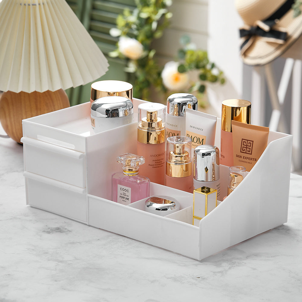 White Plastic Storage Display Box with Drawers for Makeup – Sheonly