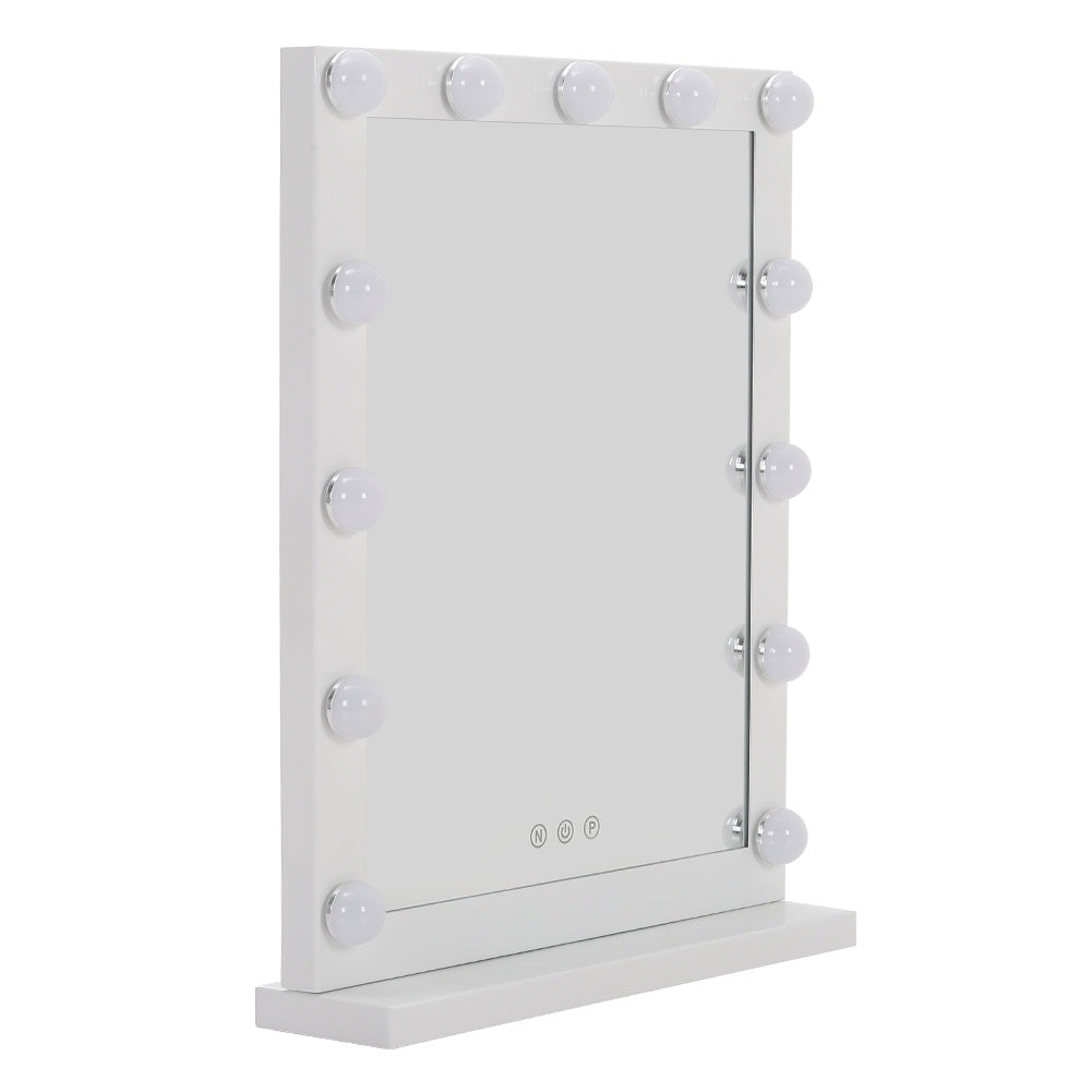 White Hollywood Style Metal Rectangular LED Makeup Mirror with Base-40 ...
